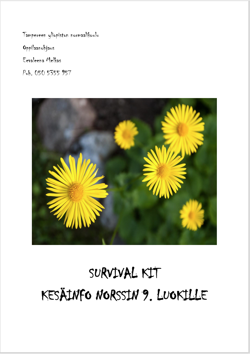 Survival Kit ysit 2024 – Tampereen yliopiston normaalikoulu